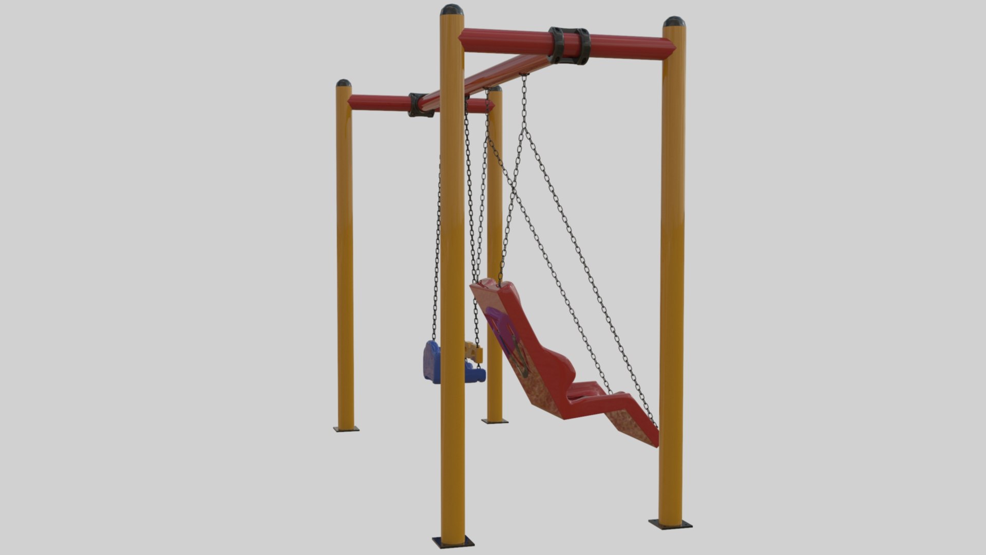 3D Playground Metal Non-Disabled Double Swings - 01 - TurboSquid 2019862