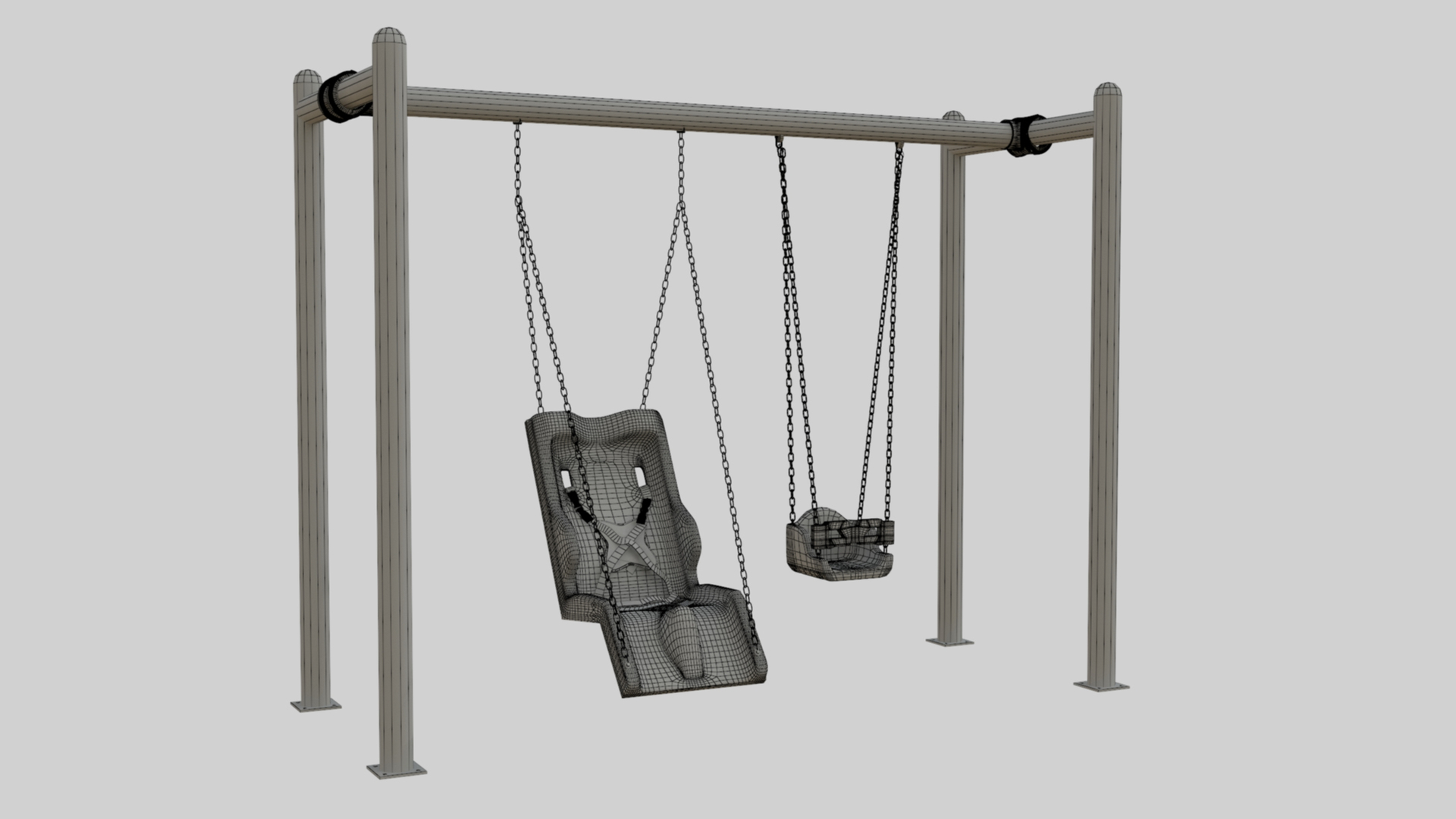 3D Playground Metal Non-Disabled Double Swings - 01 - TurboSquid 2019862