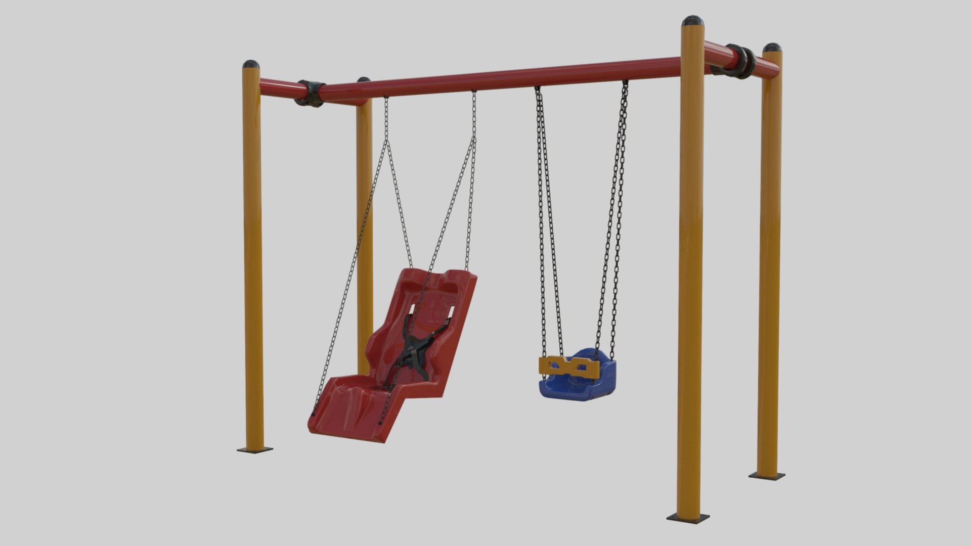 3D Playground Metal Non-Disabled Double Swings - 01 - TurboSquid 2019862
