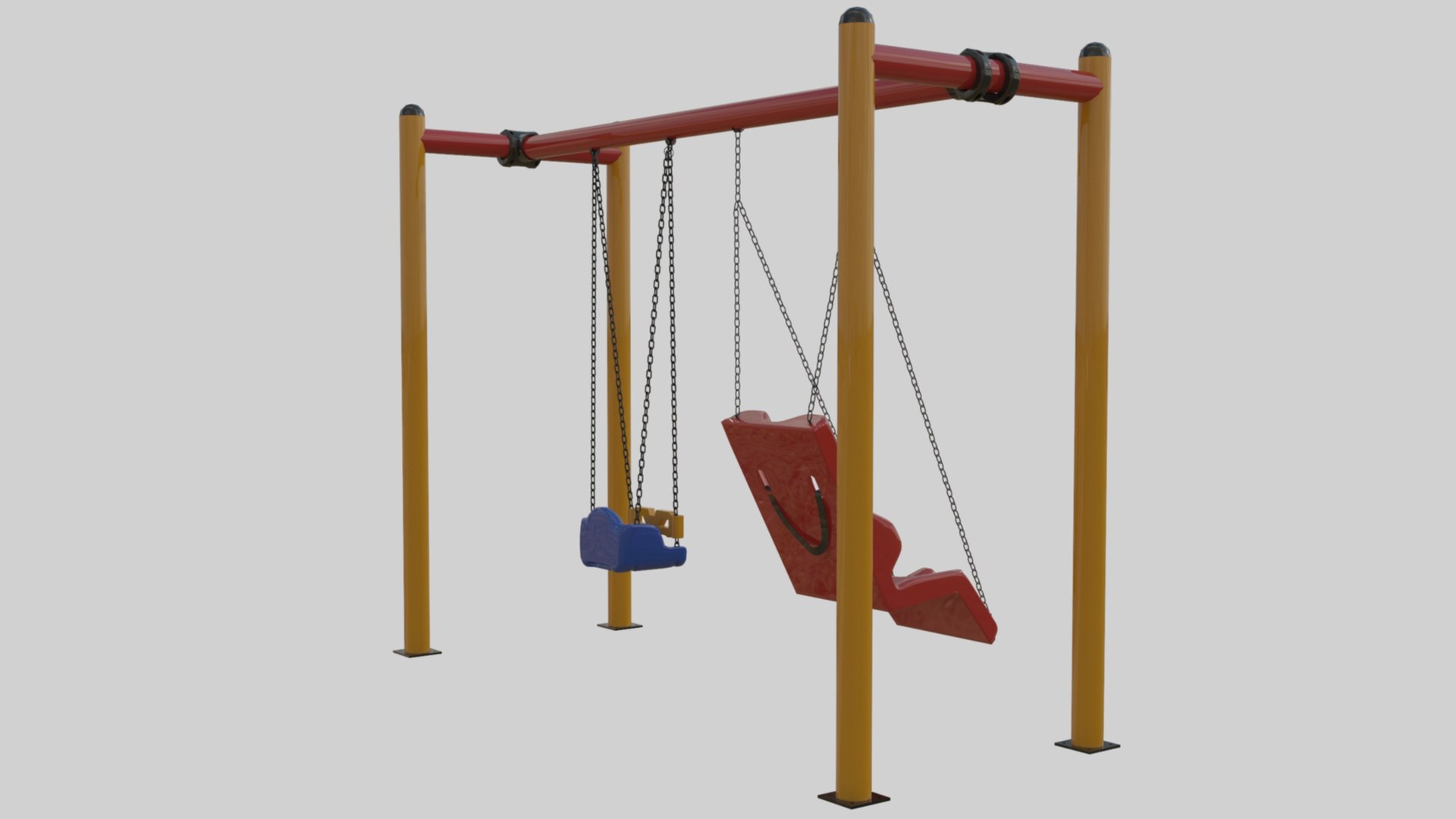 3D Playground Metal Non-Disabled Double Swings - 01 - TurboSquid 2019862
