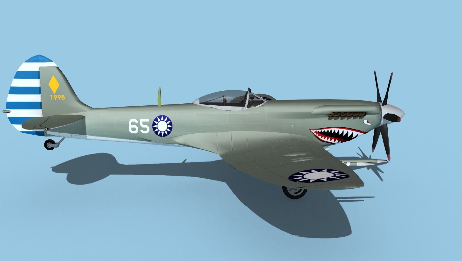 3D Model Supermarine Spitfire Mk XXIII V07 Nat China - TurboSquid 1926329