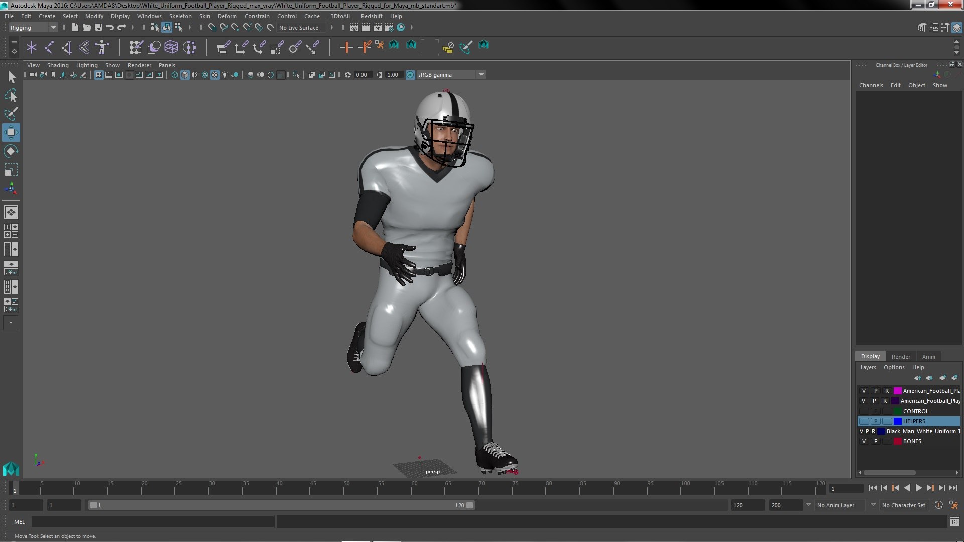 White Uniform Football Player Rigged for Maya 3D model - TurboSquid 2108590