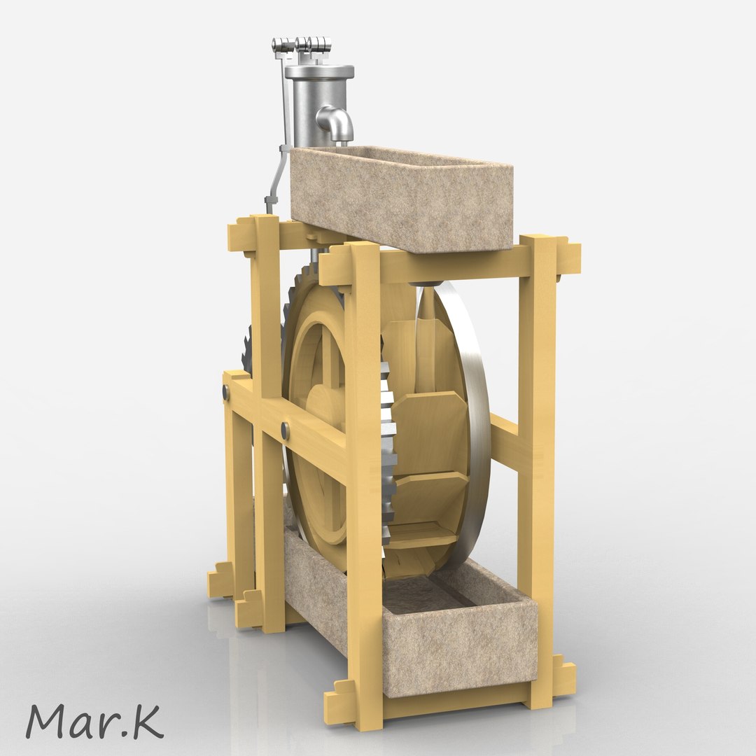 3d Model Perpetuum Mobile - Water Wheel