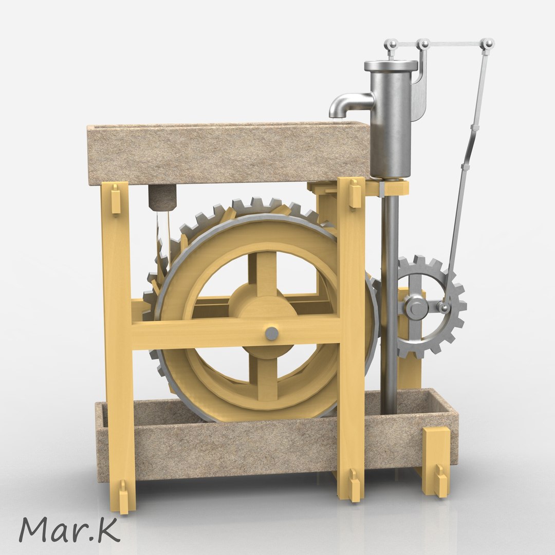 3d Model Perpetuum Mobile - Water Wheel