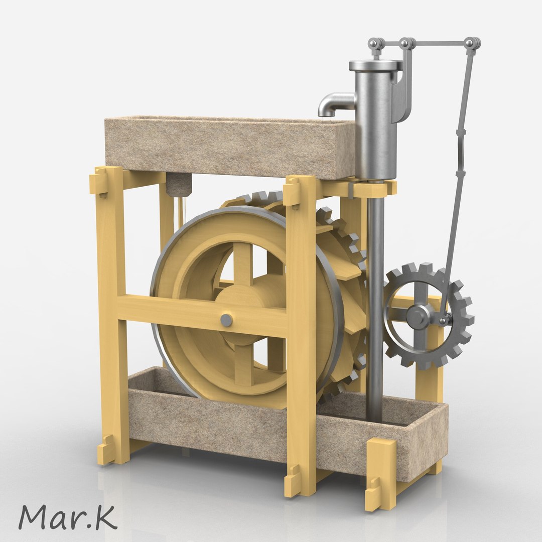 3d Model Perpetuum Mobile - Water Wheel