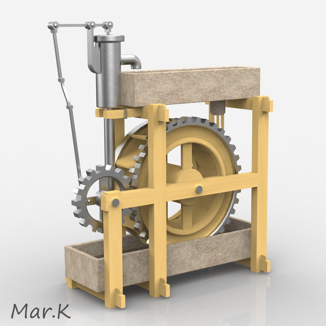 3d Model Perpetuum Mobile - Water Wheel