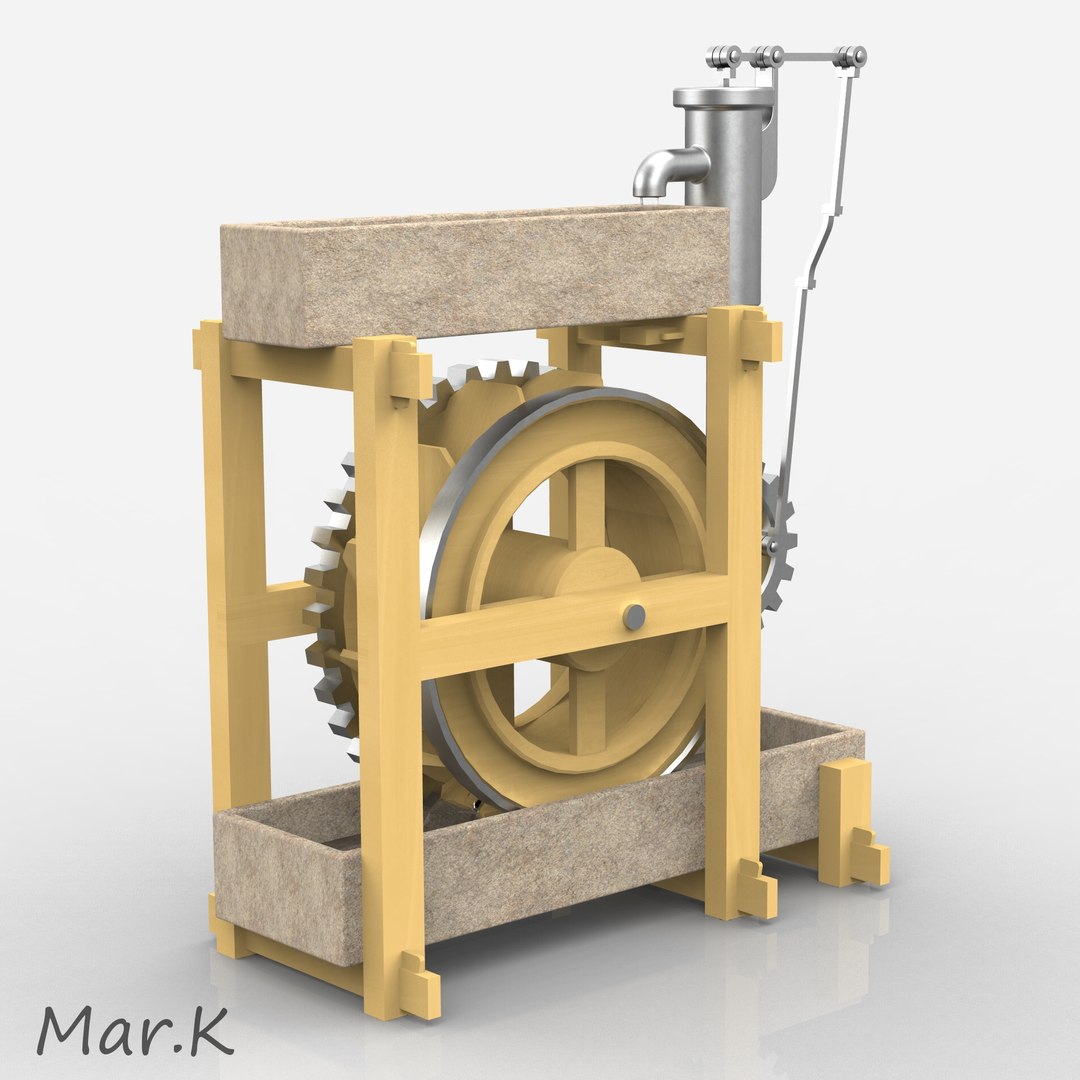 3d Model Perpetuum Mobile - Water Wheel