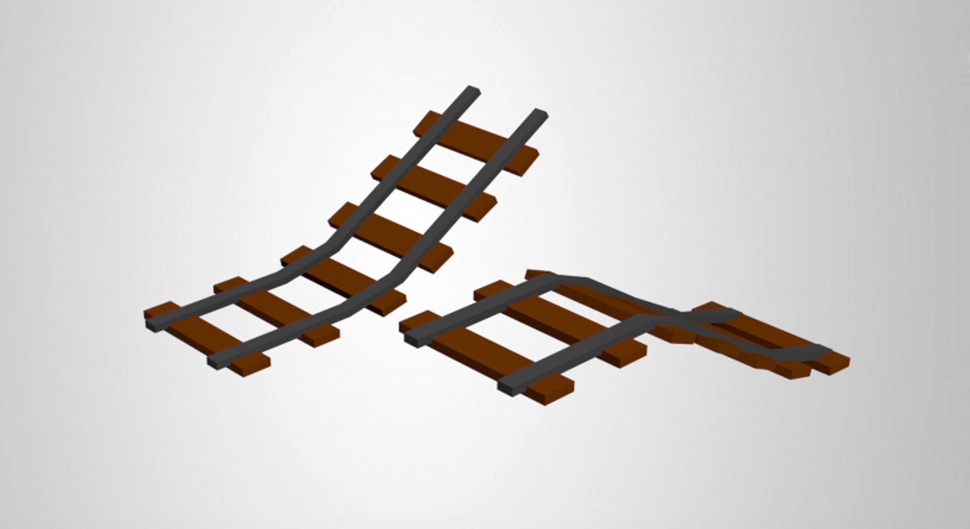 3d Rails Train Model