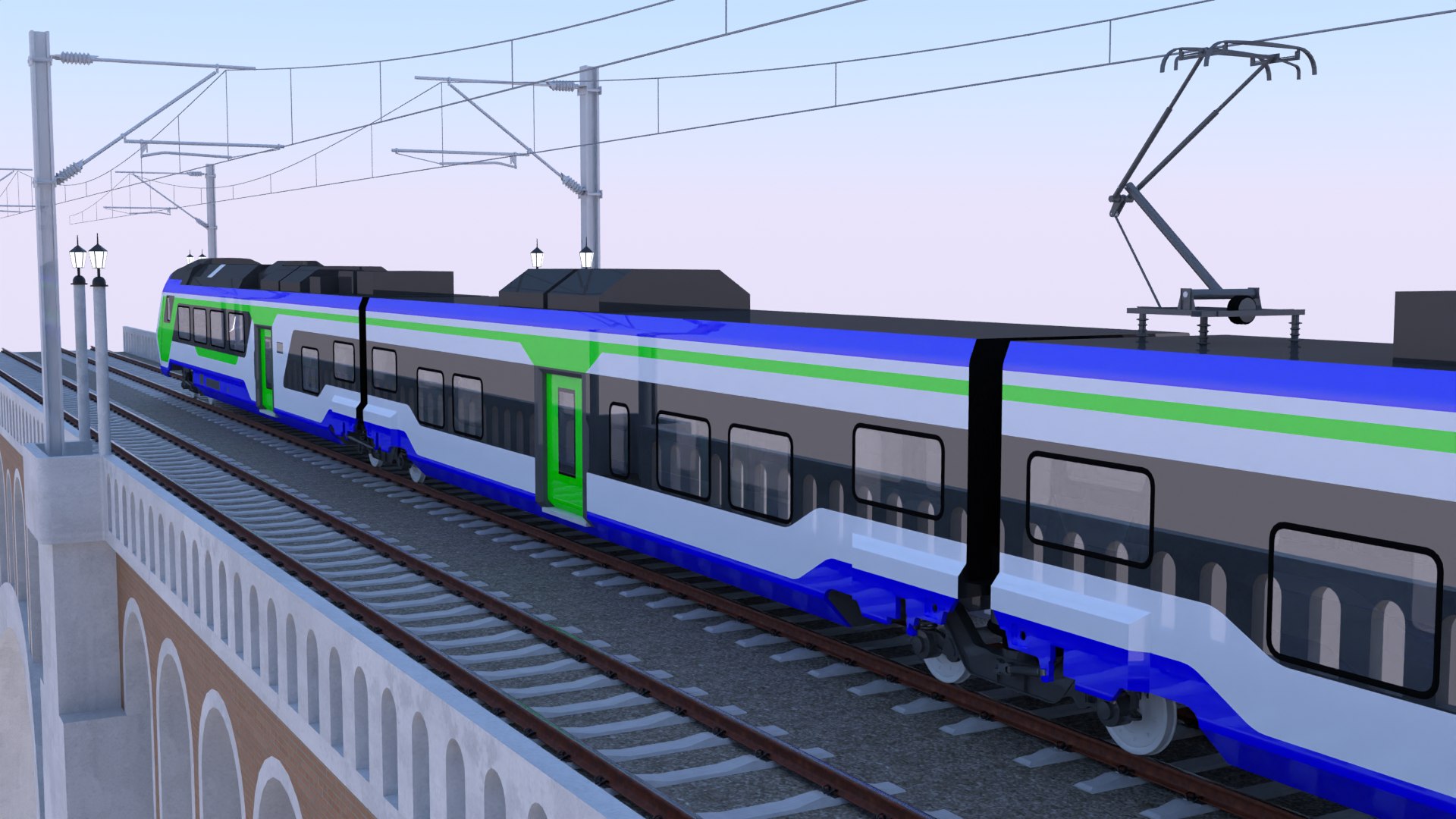 Viaduct With Hitachi HTR 412 3D Model - TurboSquid 2390386
