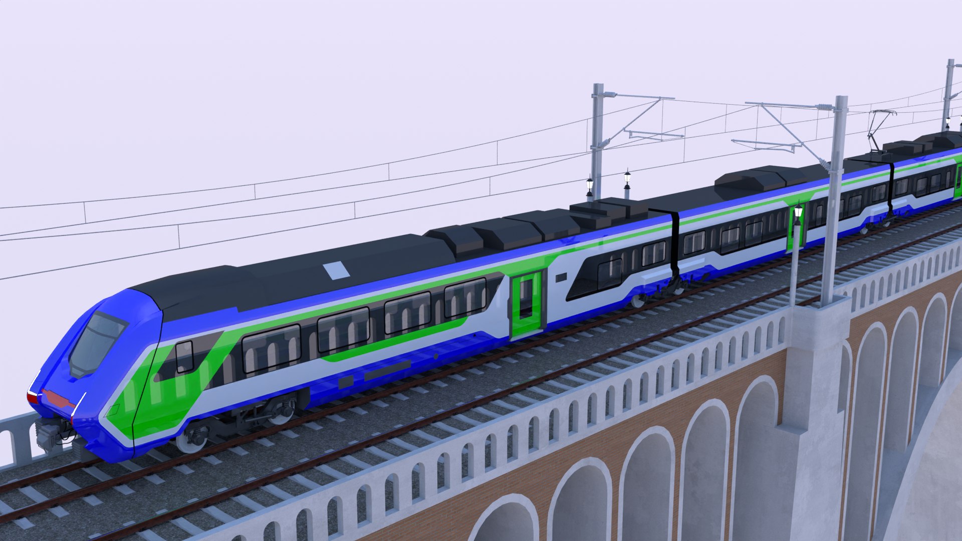Viaduct With Hitachi HTR 412 3D Model - TurboSquid 2390386