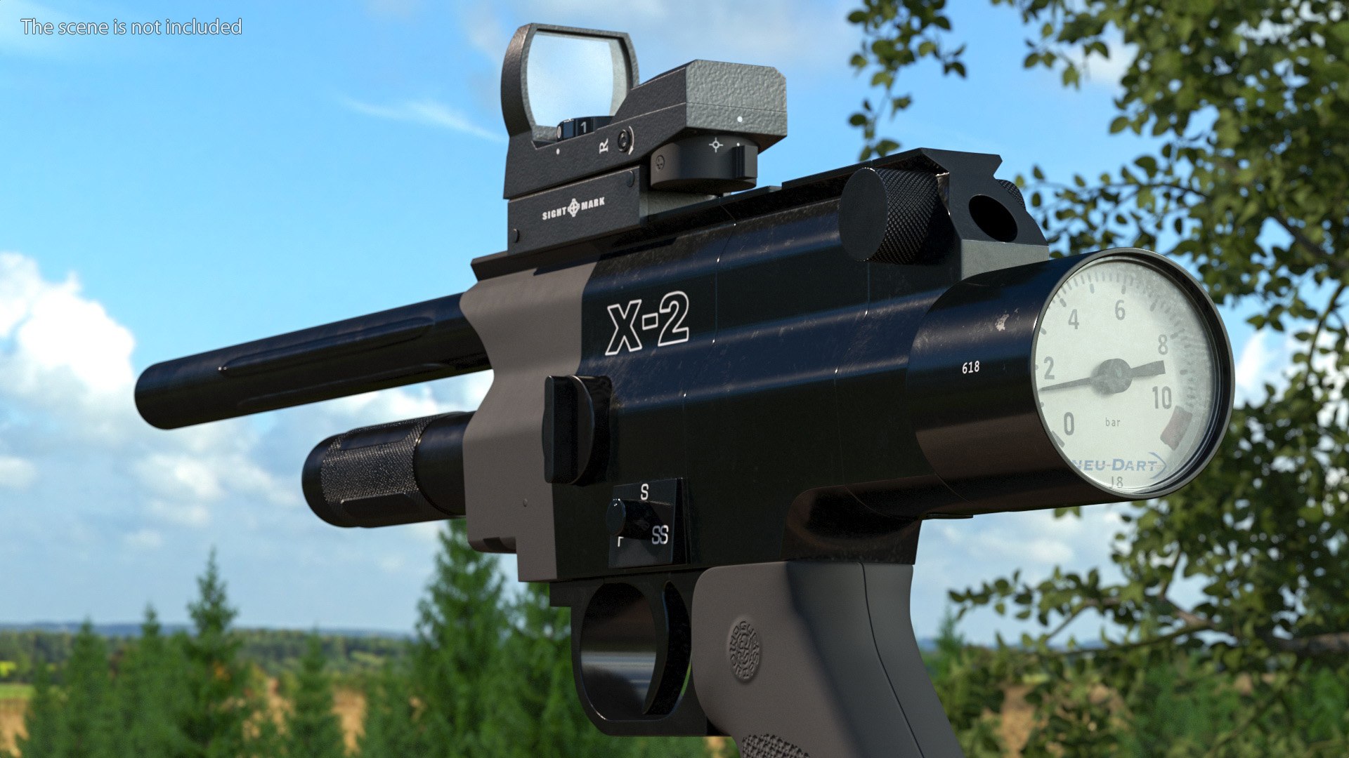 3D Tranquilizer Dart Gun X-2 Satin Black Trim Model - TurboSquid 1968005