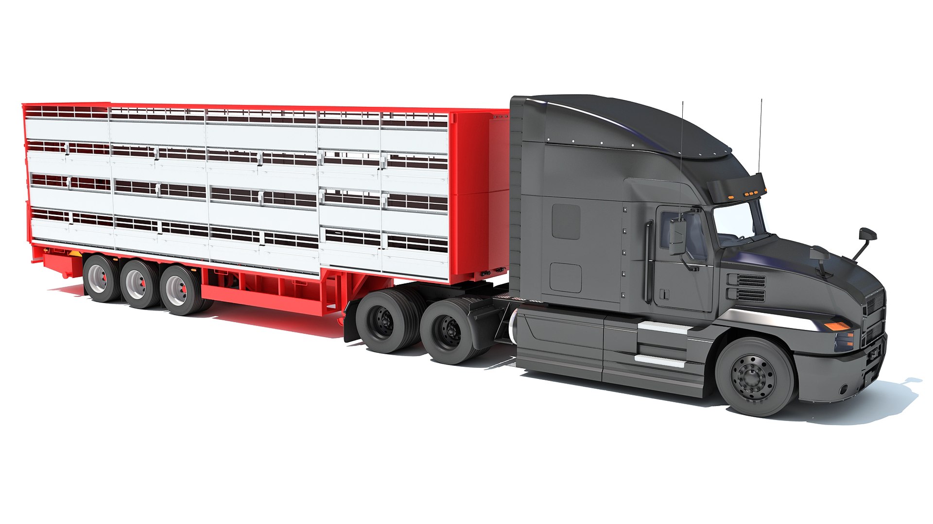 Truck with Cattle Animal Transporter Trailer 3D model - TurboSquid 1955908