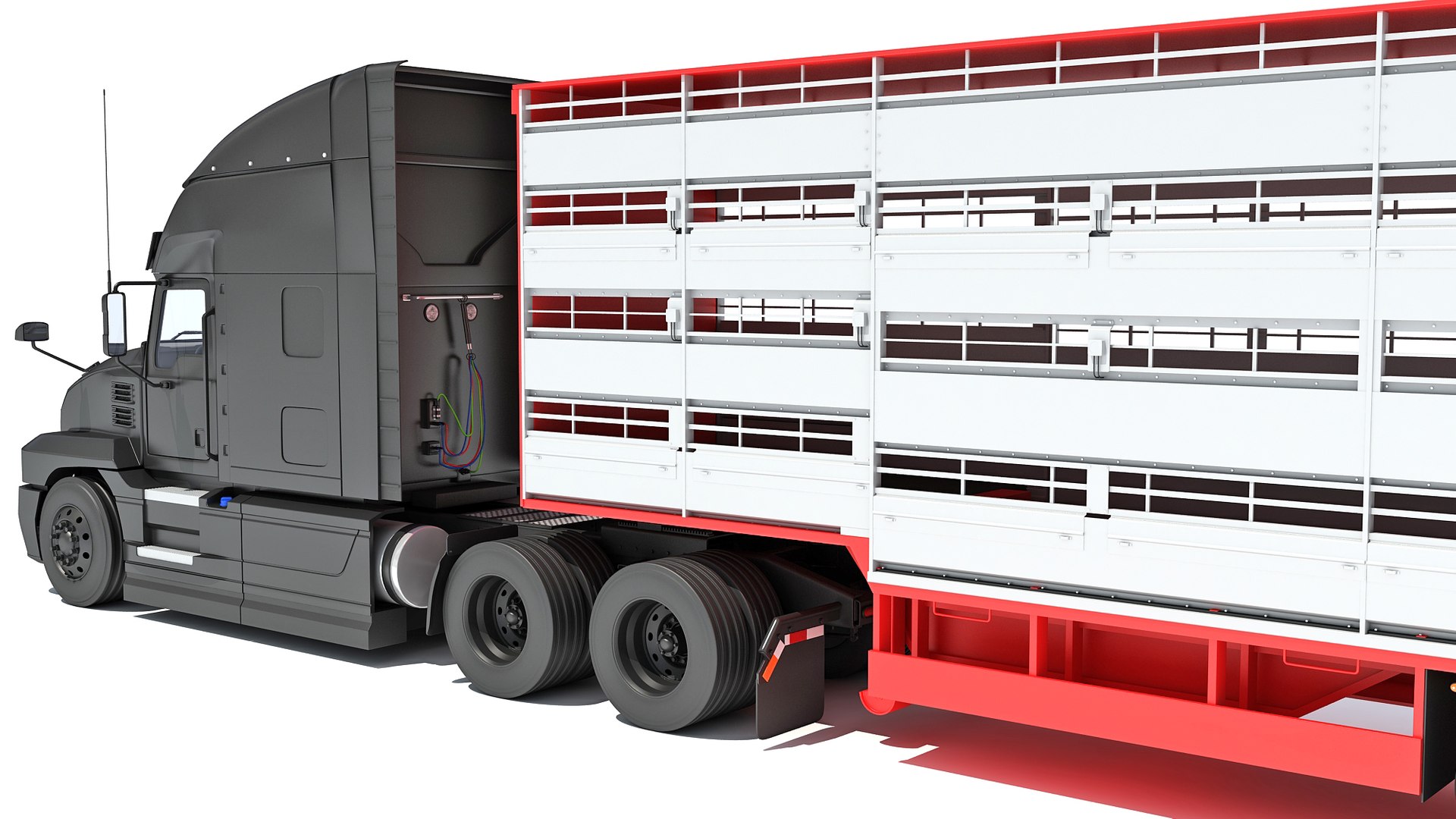 Truck with Cattle Animal Transporter Trailer 3D model - TurboSquid 1955908