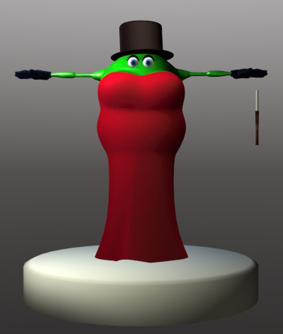 3d Lady Green Cartoon Model