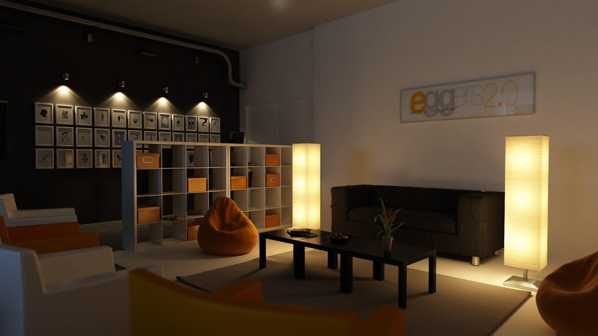 3d model office loft scene