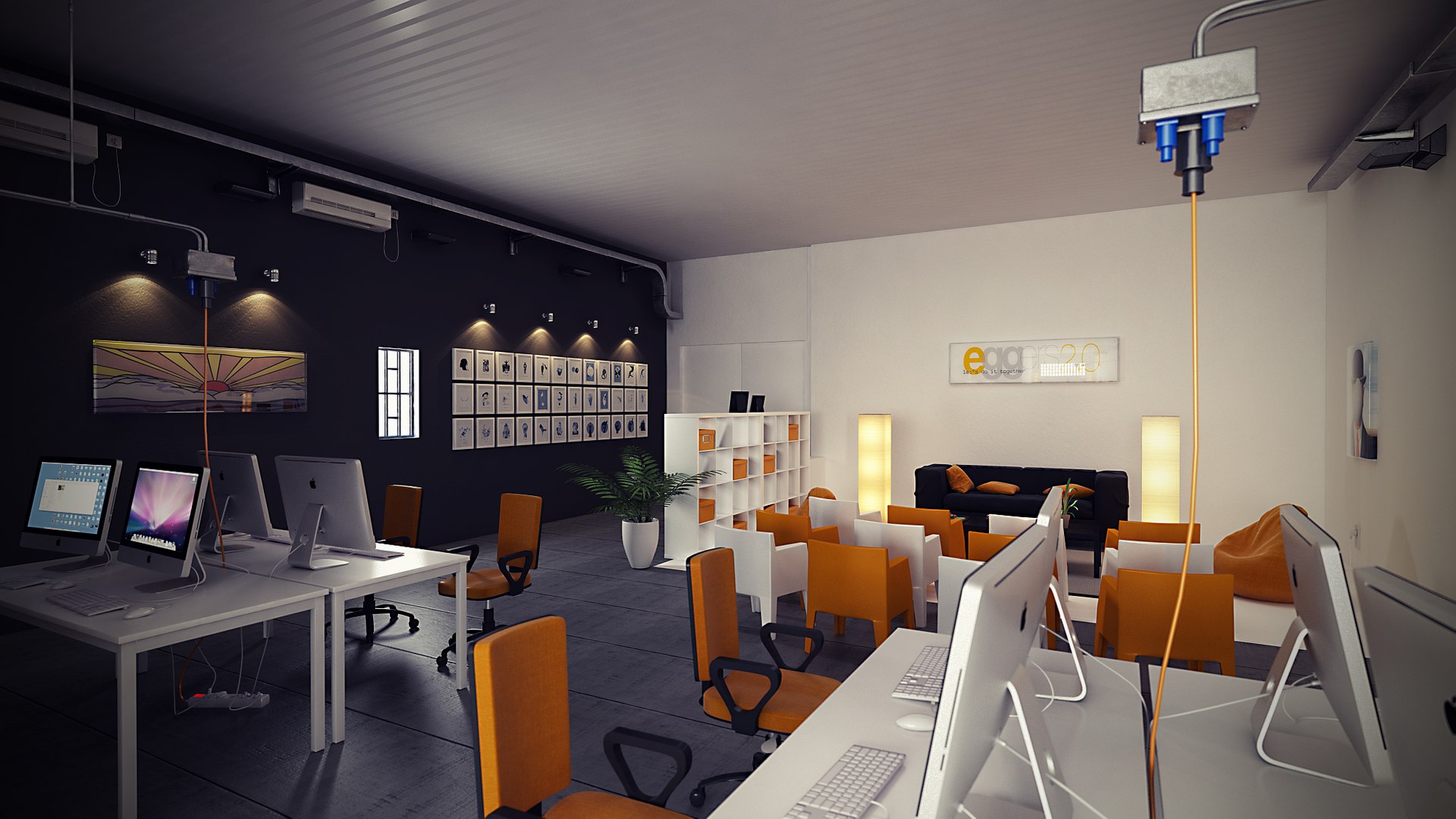 3d model office loft scene