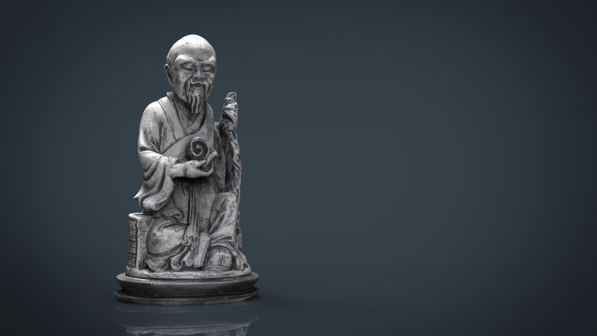 3d old chinese figure statue model