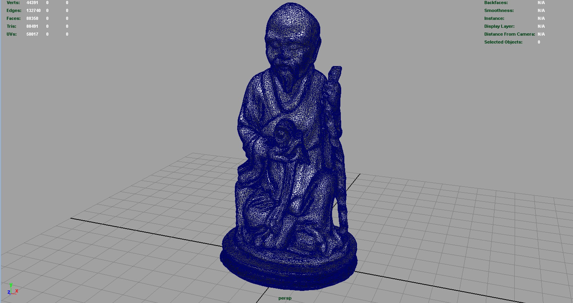 3d old chinese figure statue model