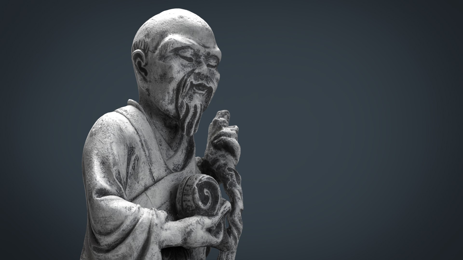 3d old chinese figure statue model