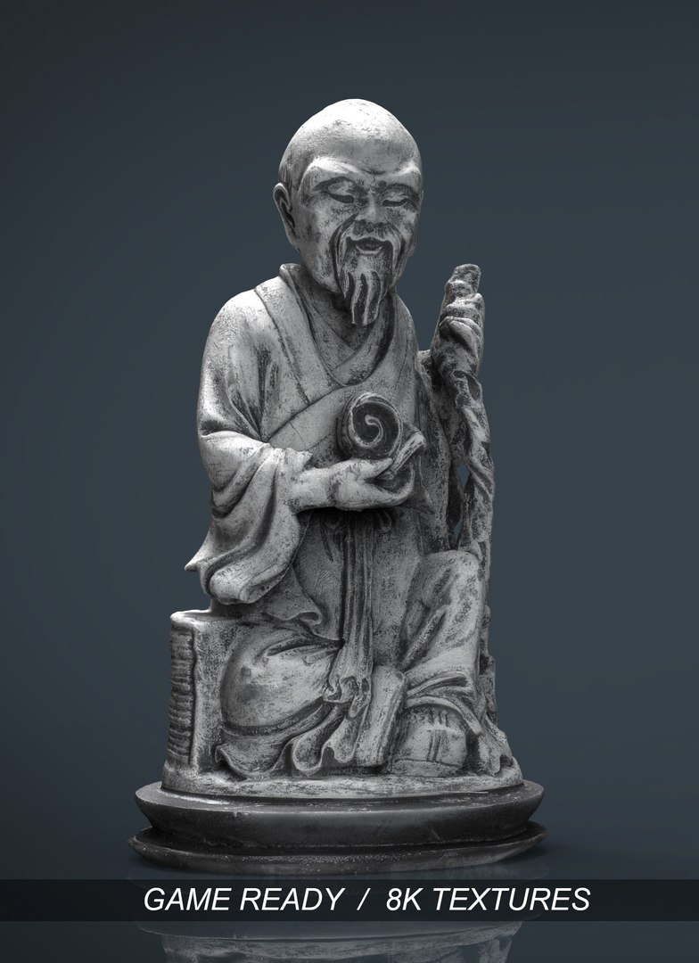 3d old chinese figure statue model