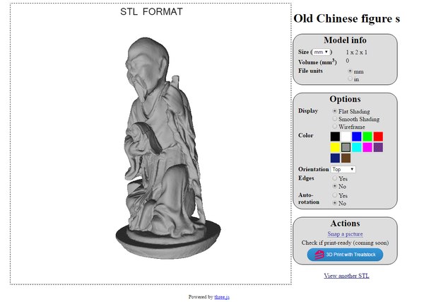 3d old chinese figure statue model