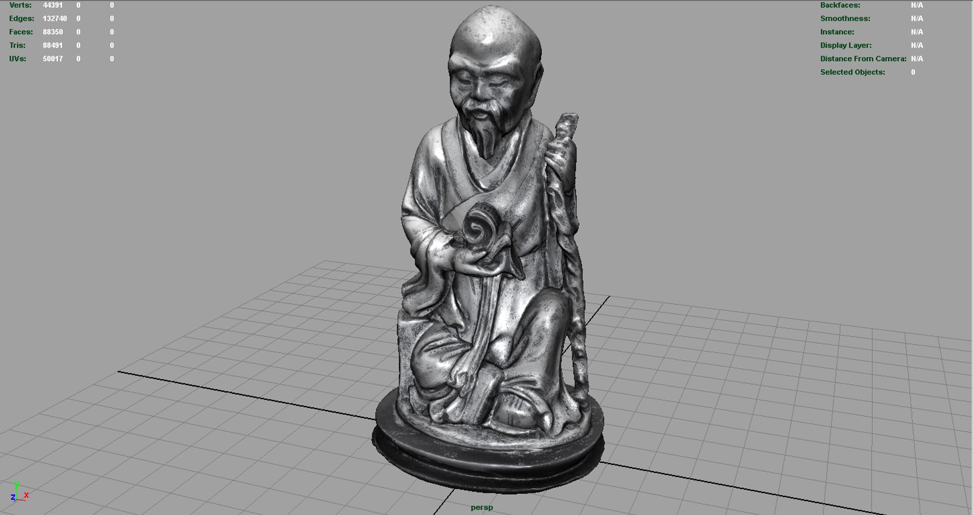 3d old chinese figure statue model