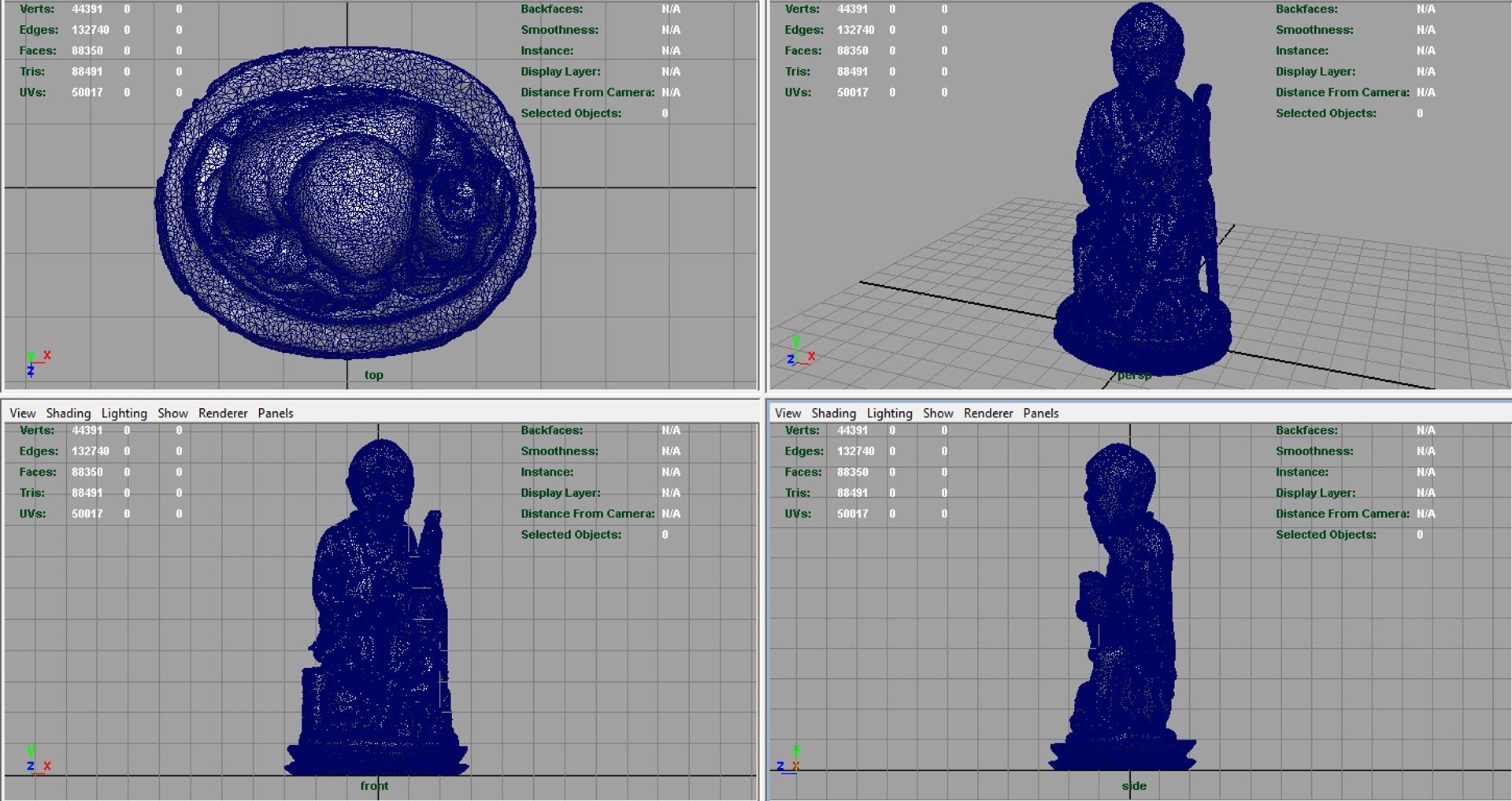 3d old chinese figure statue model