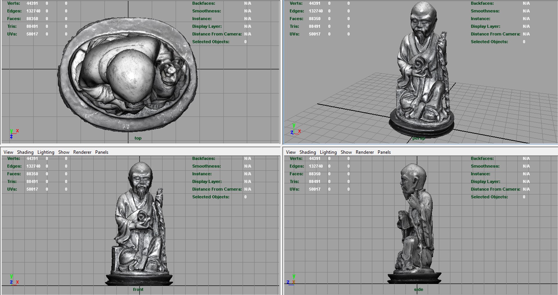 3d old chinese figure statue model