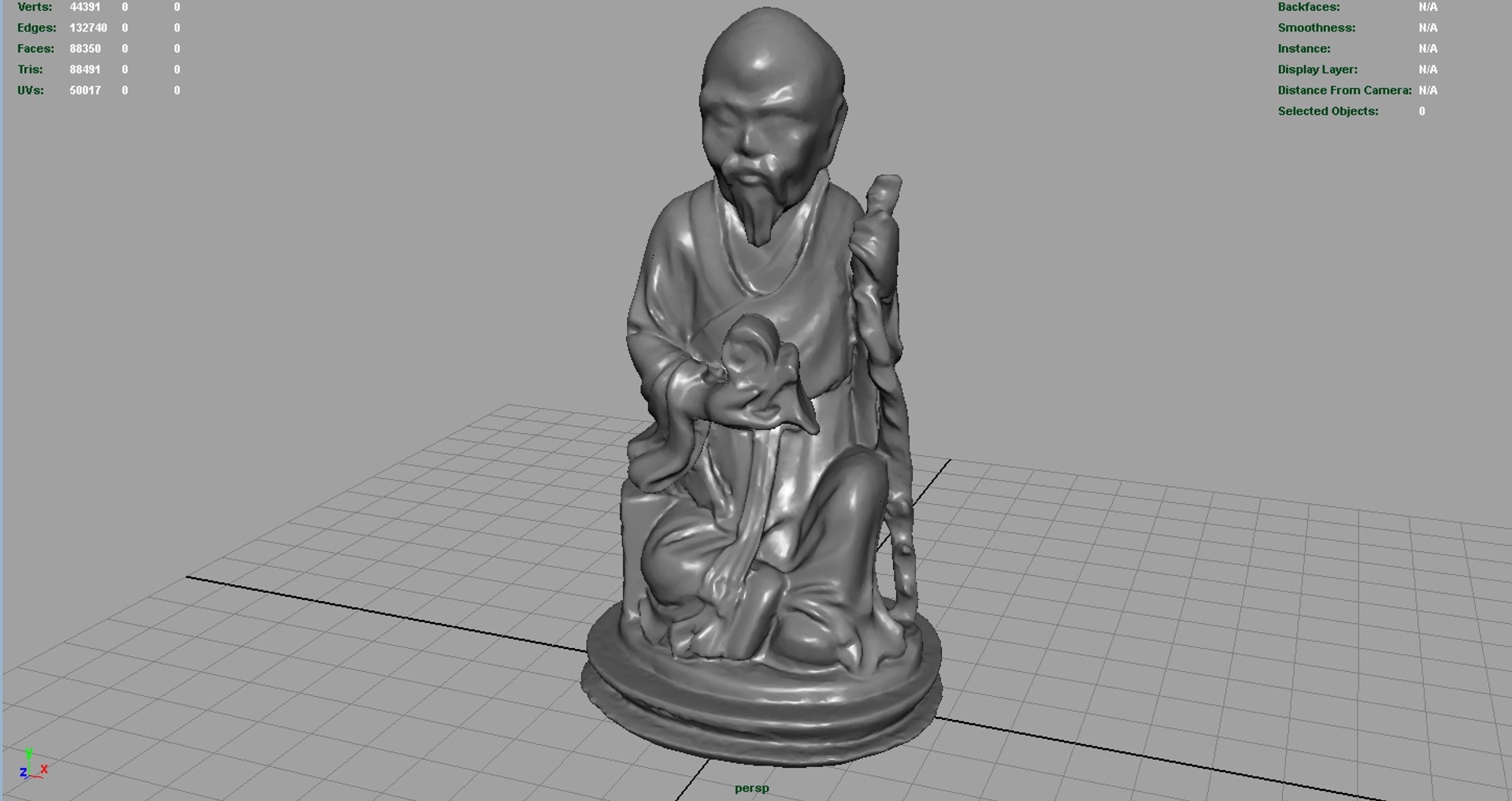 3d old chinese figure statue model