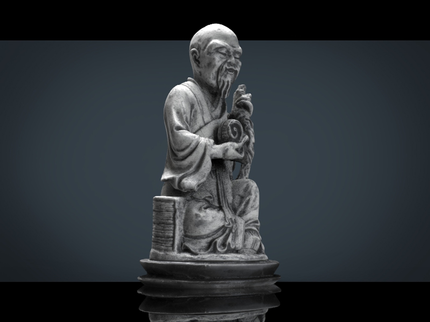 3d old chinese figure statue model