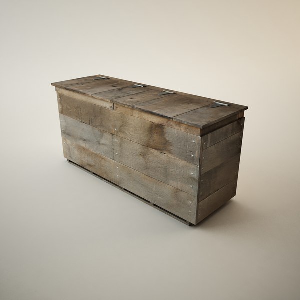 3d wooden storage bin model
