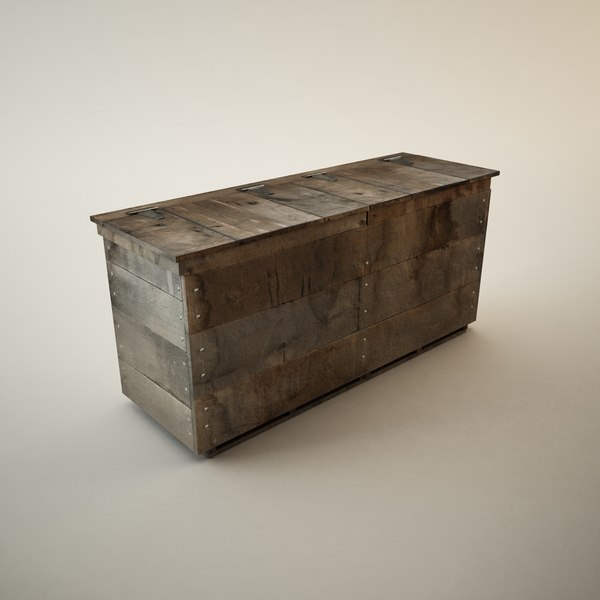 3d wooden storage bin model