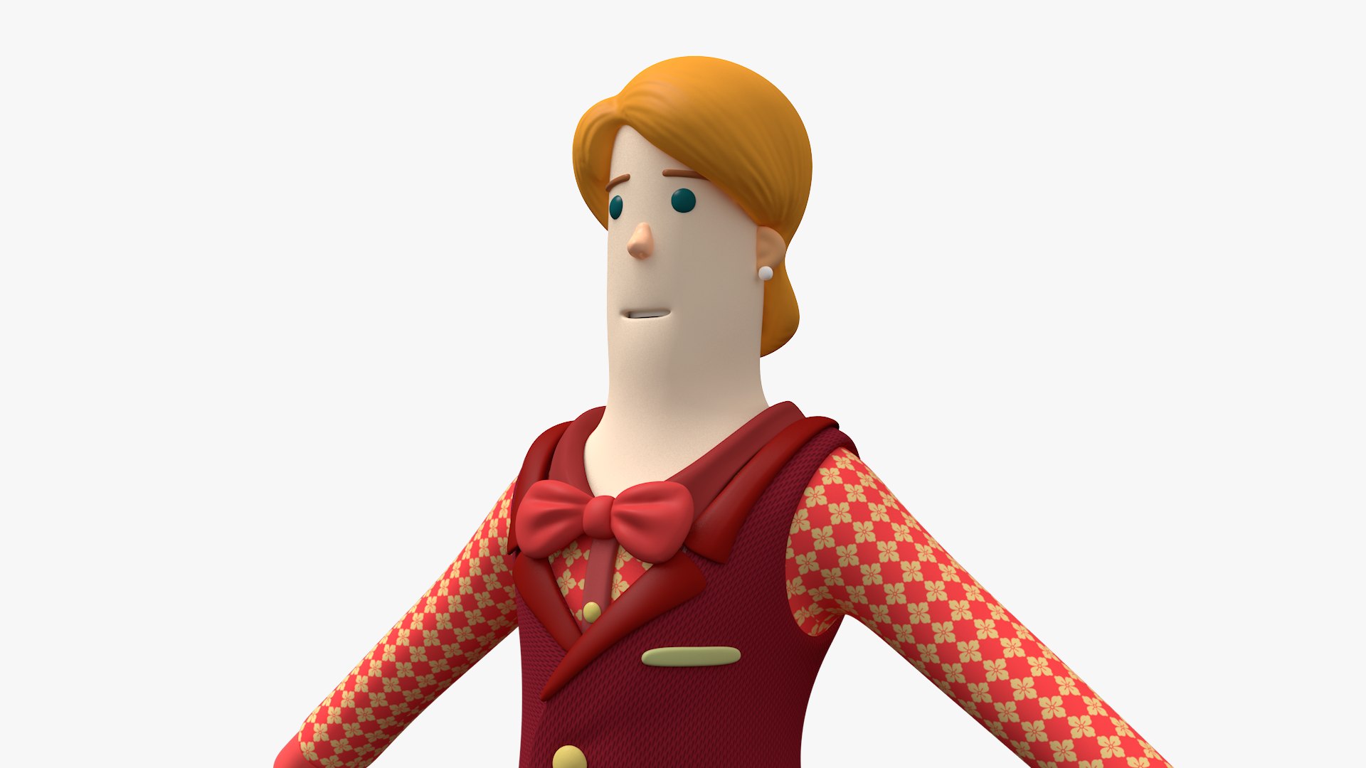 3D Woman Toon Waitress Character - TurboSquid 1642386