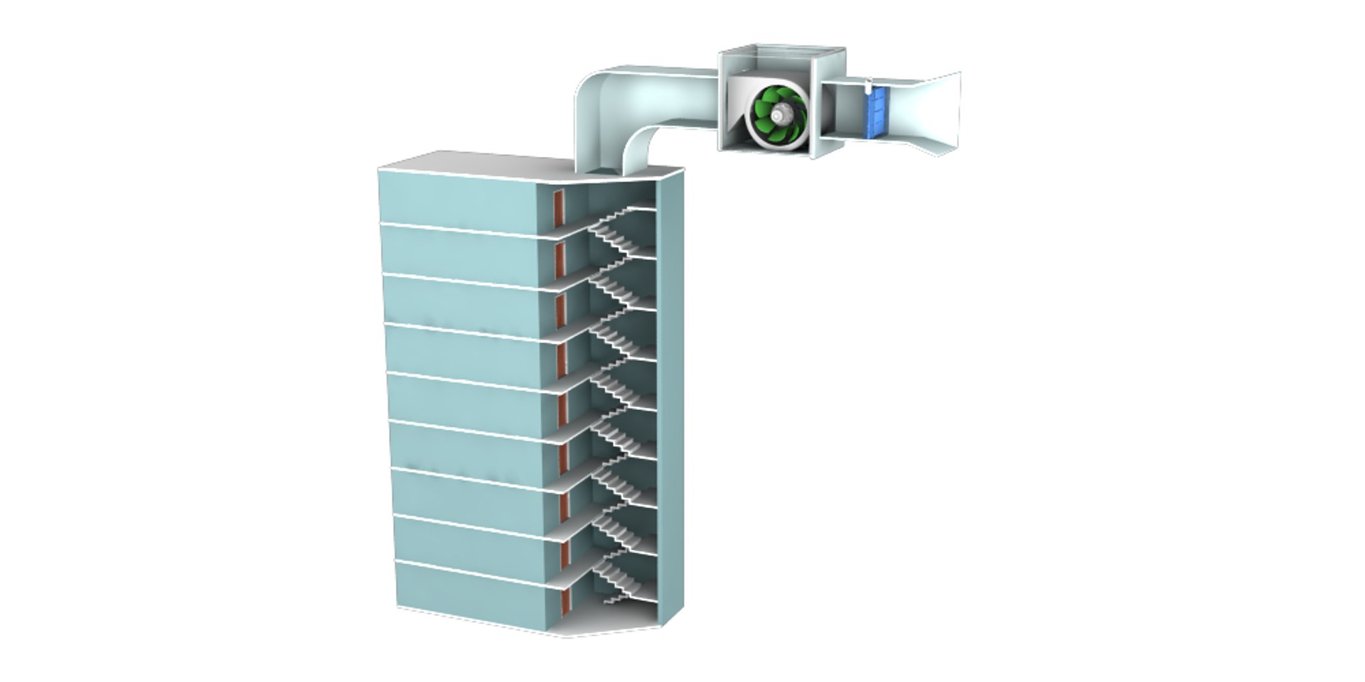 3D stair case pressurization fan - TurboSquid 1269535