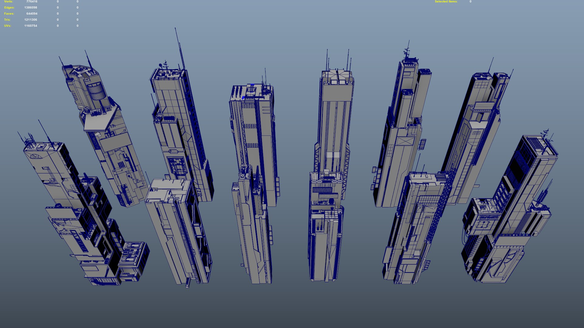 3D Scifi Building Cyberpunk Futuristic Building Kitbash Bundle Model ...