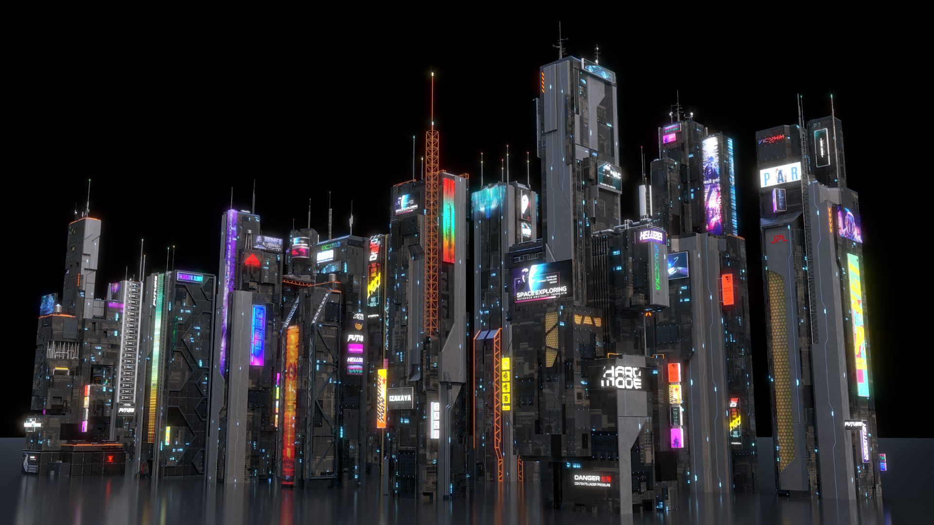 3D Scifi Building Cyberpunk Futuristic Building Kitbash Bundle Model ...
