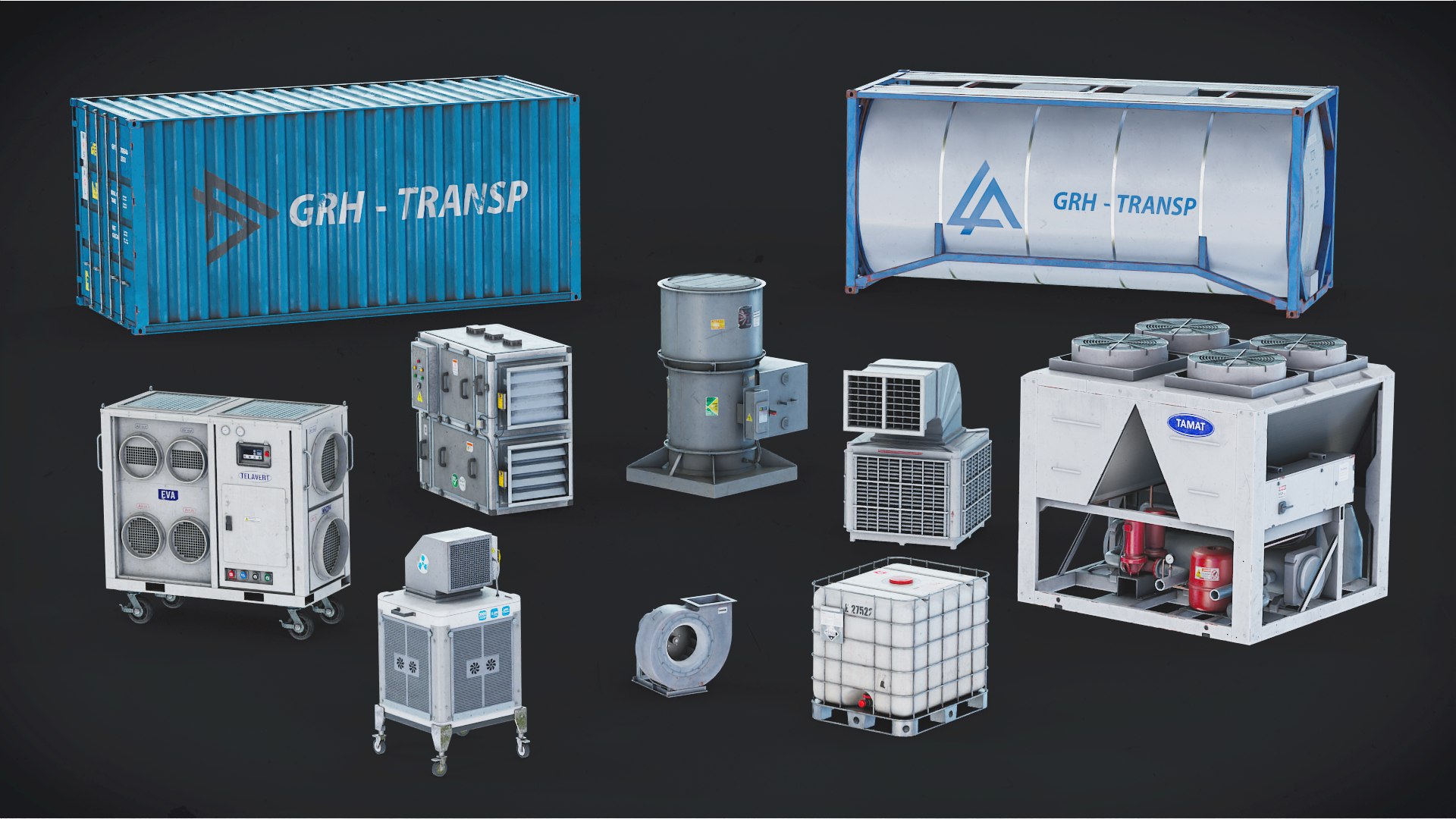 3D Industrial Props Collection GameReady LODs model - TurboSquid 1996493