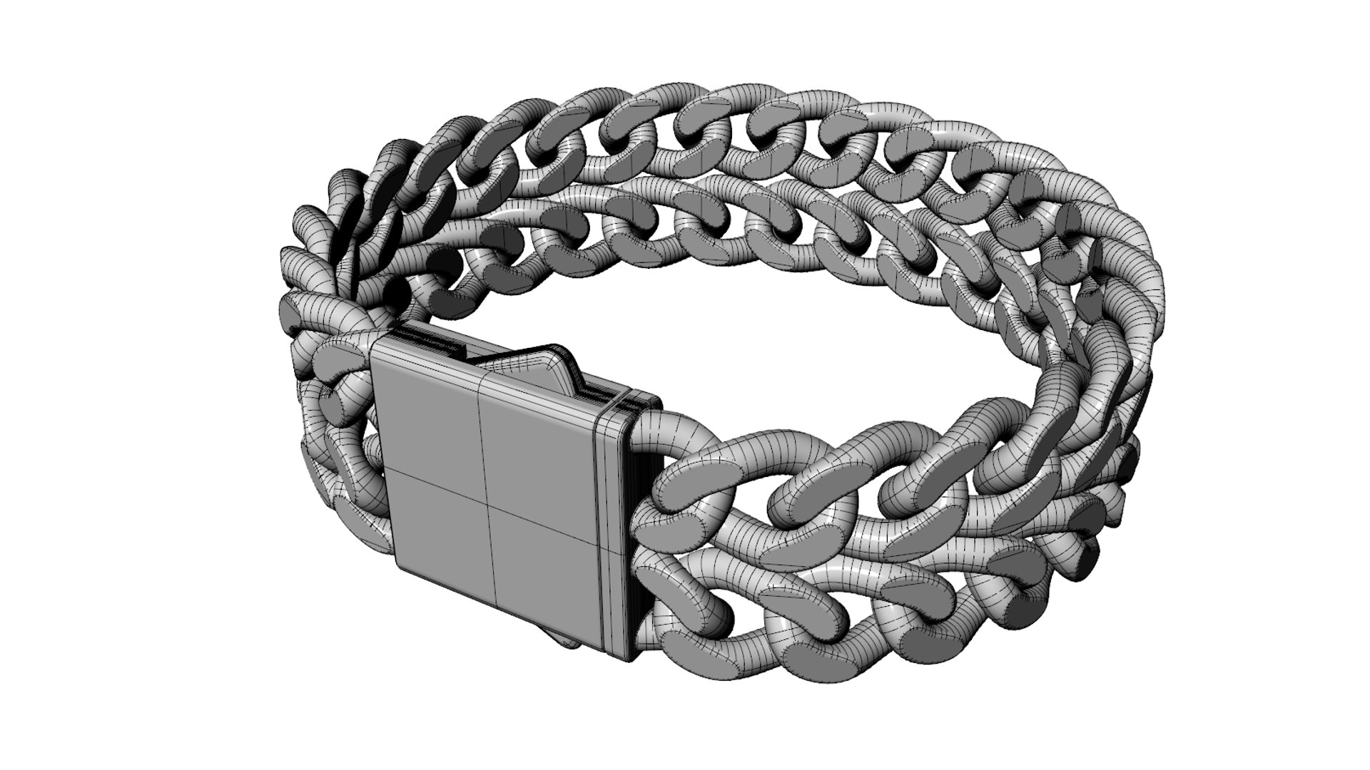 3D Buckle Clasp Silver Bracelet Model - TurboSquid 2228763