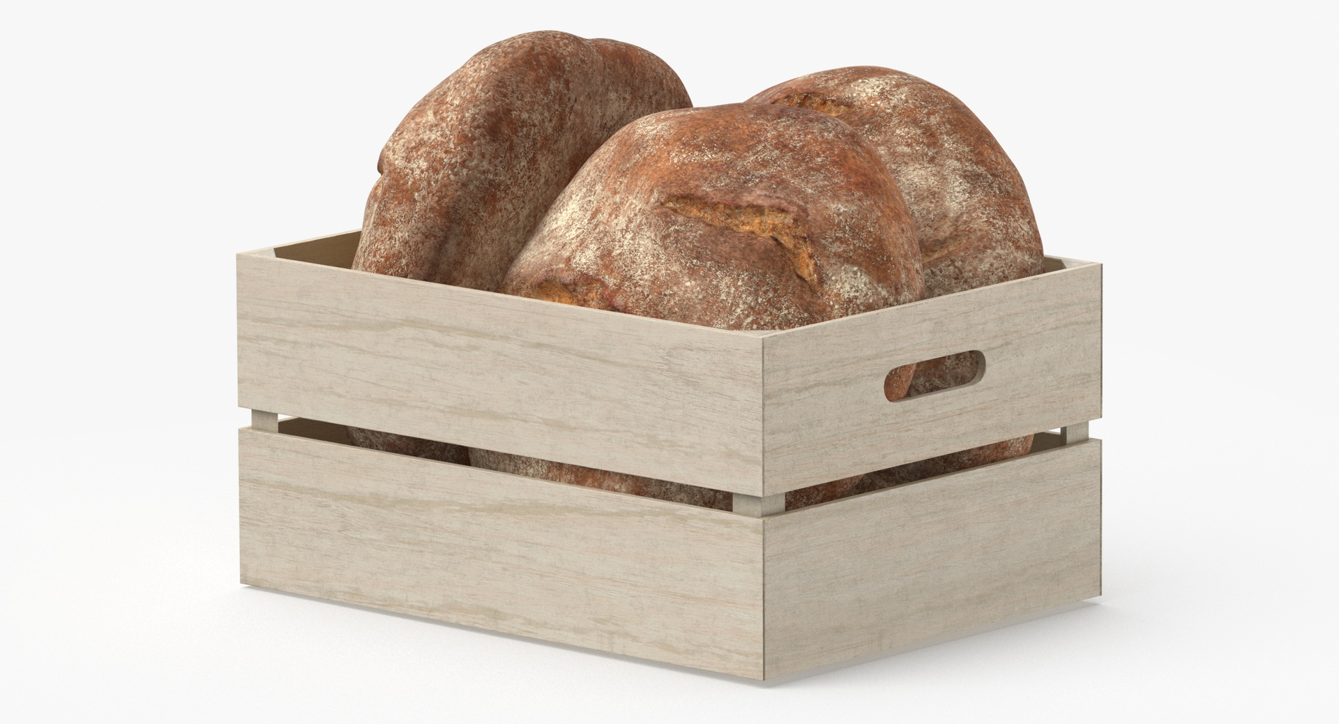 Wooden Crate With Bread Loaf 04 3D Model - TurboSquid 1855450