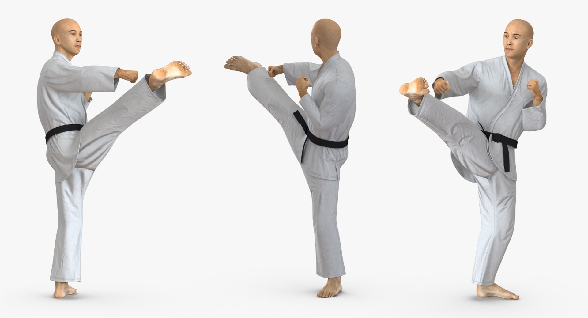 japanese karate fighter rigged 3d model