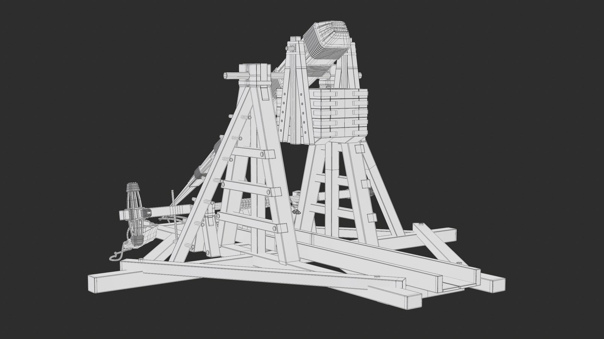 Medieval Trebuchet PBR Model - TurboSquid 1948934