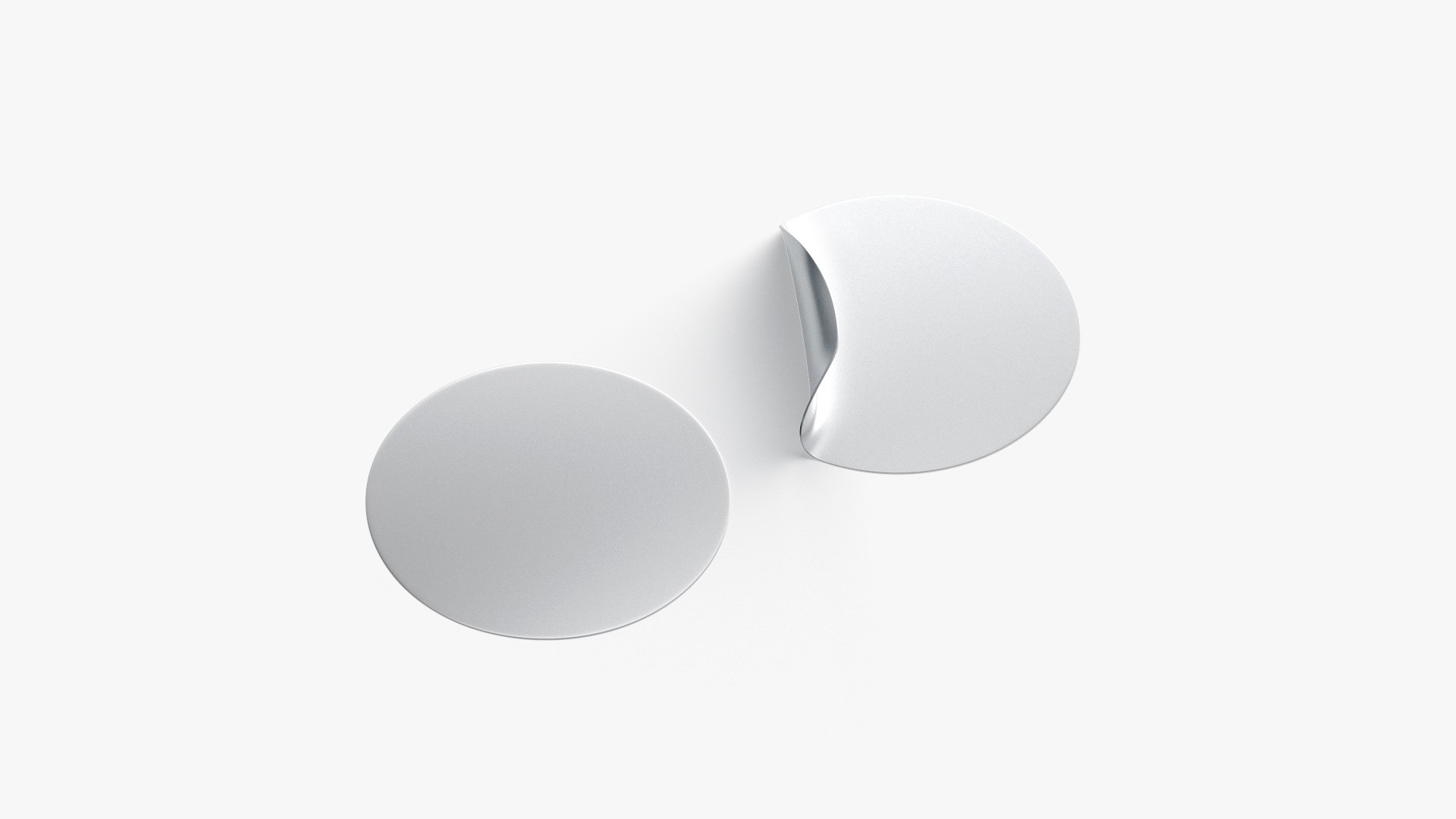 3D Two Round Stickers - Silver Smooth And Curved Sticky Labels Model ...