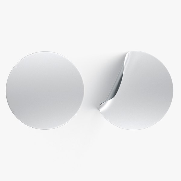 modelo 3d Two Round Stickers - silver smooth and curved sticky labels ...