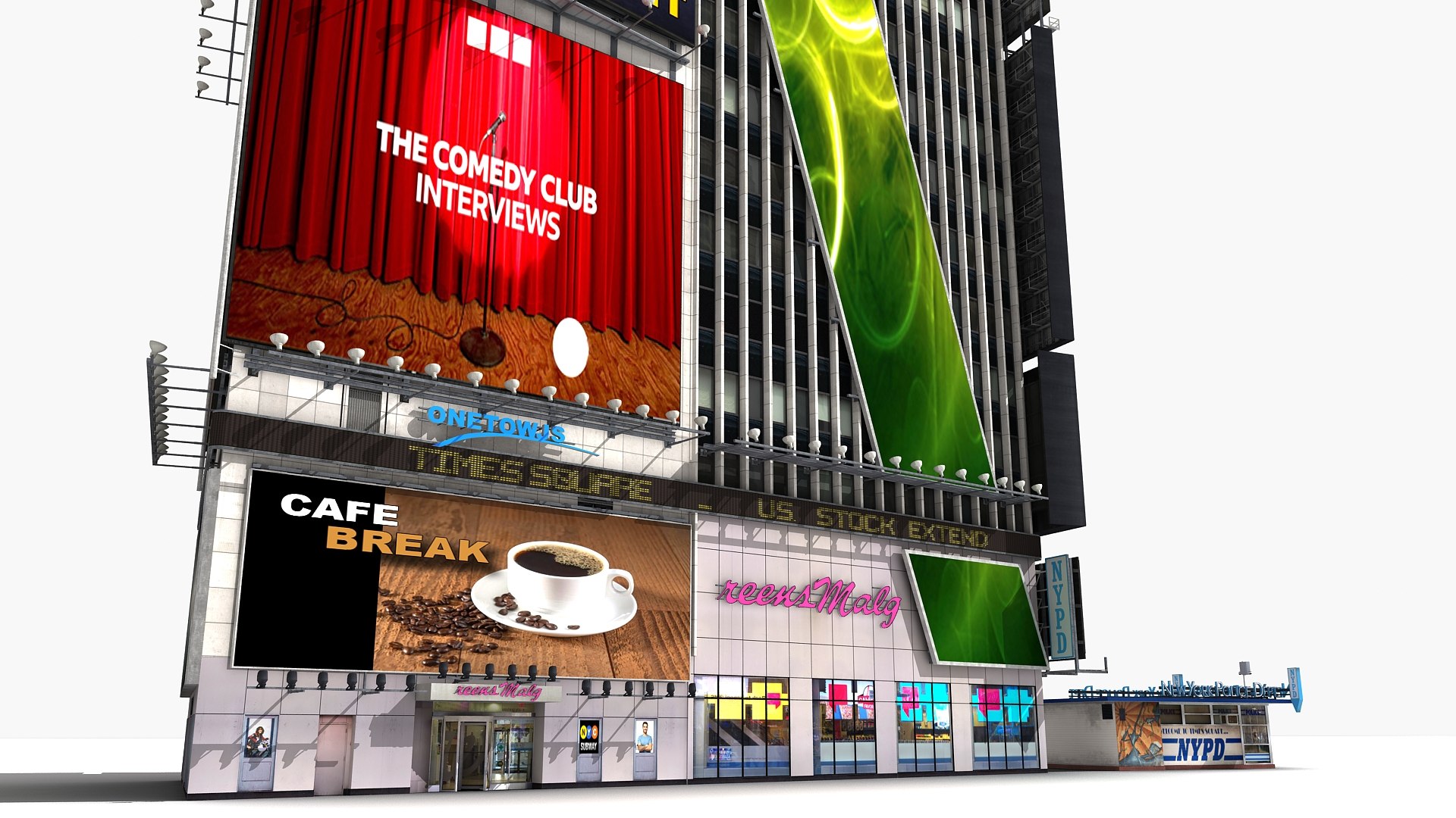 One Times Square Textured 3D Model - TurboSquid 2177605