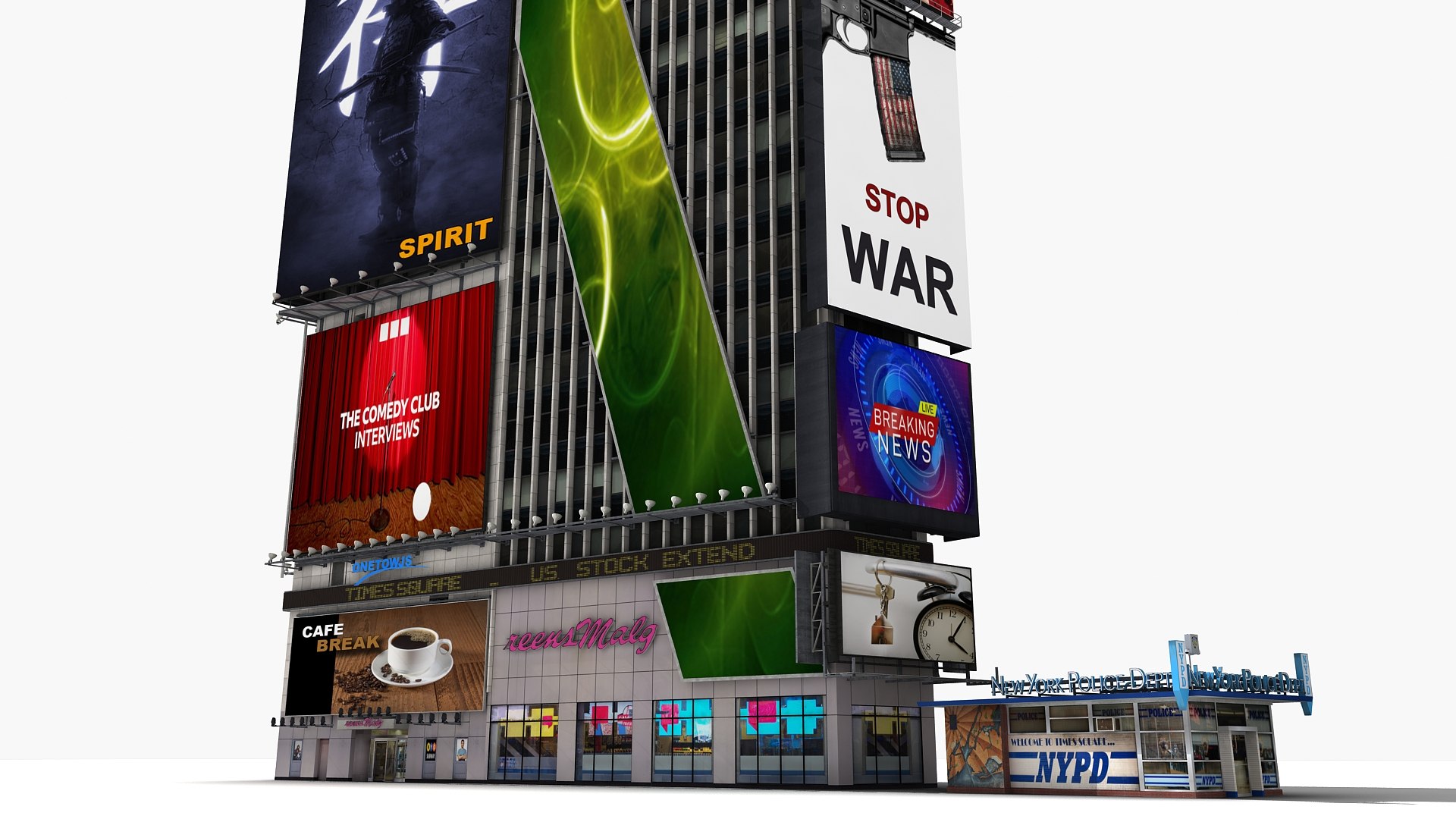 One Times Square Textured 3D Model - TurboSquid 2177605
