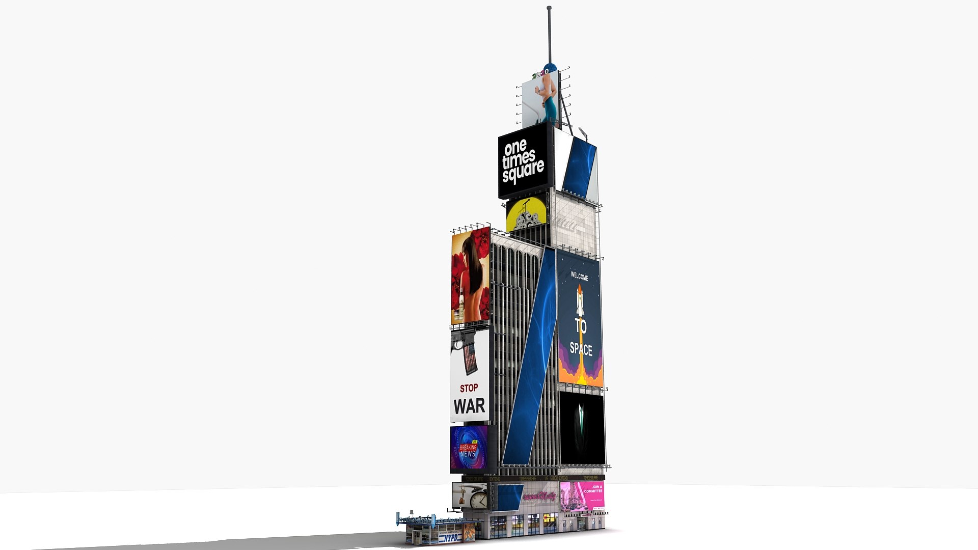One Times Square Textured 3D Model - TurboSquid 2177605