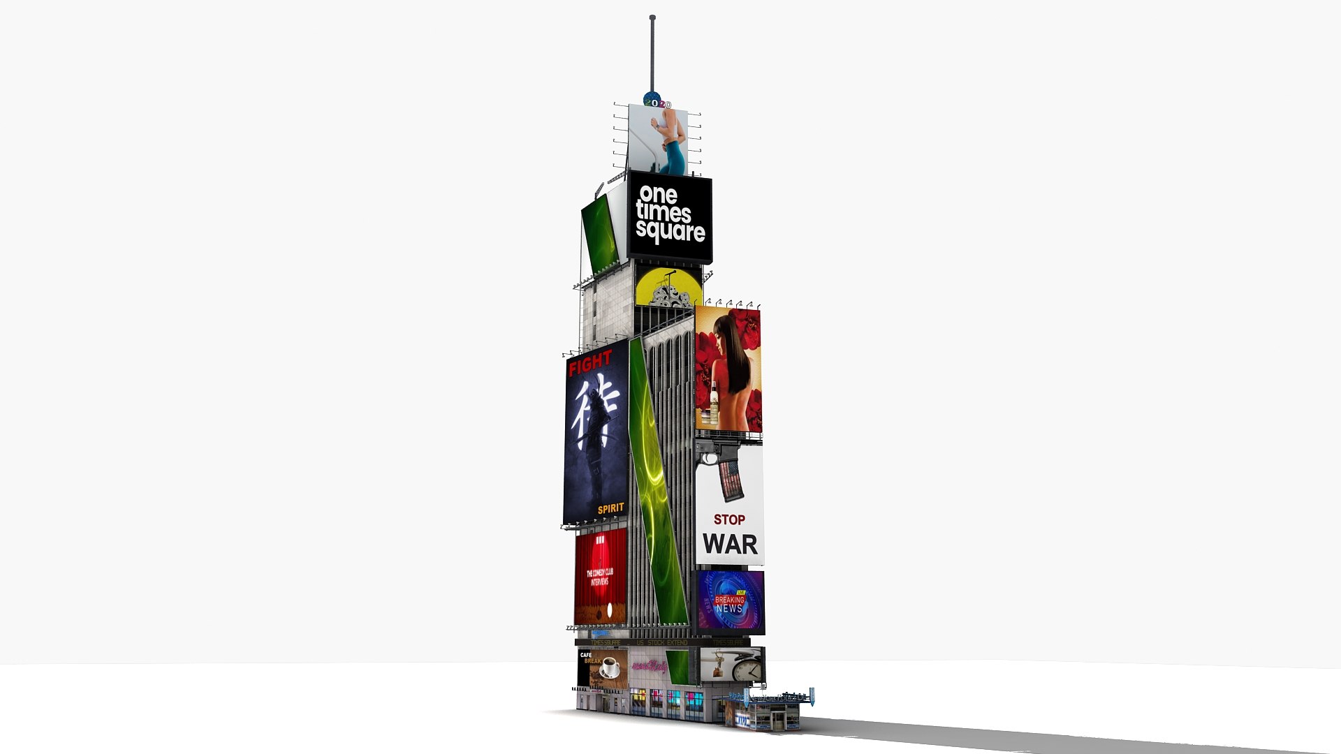 One Times Square Textured 3D Model - TurboSquid 2177605