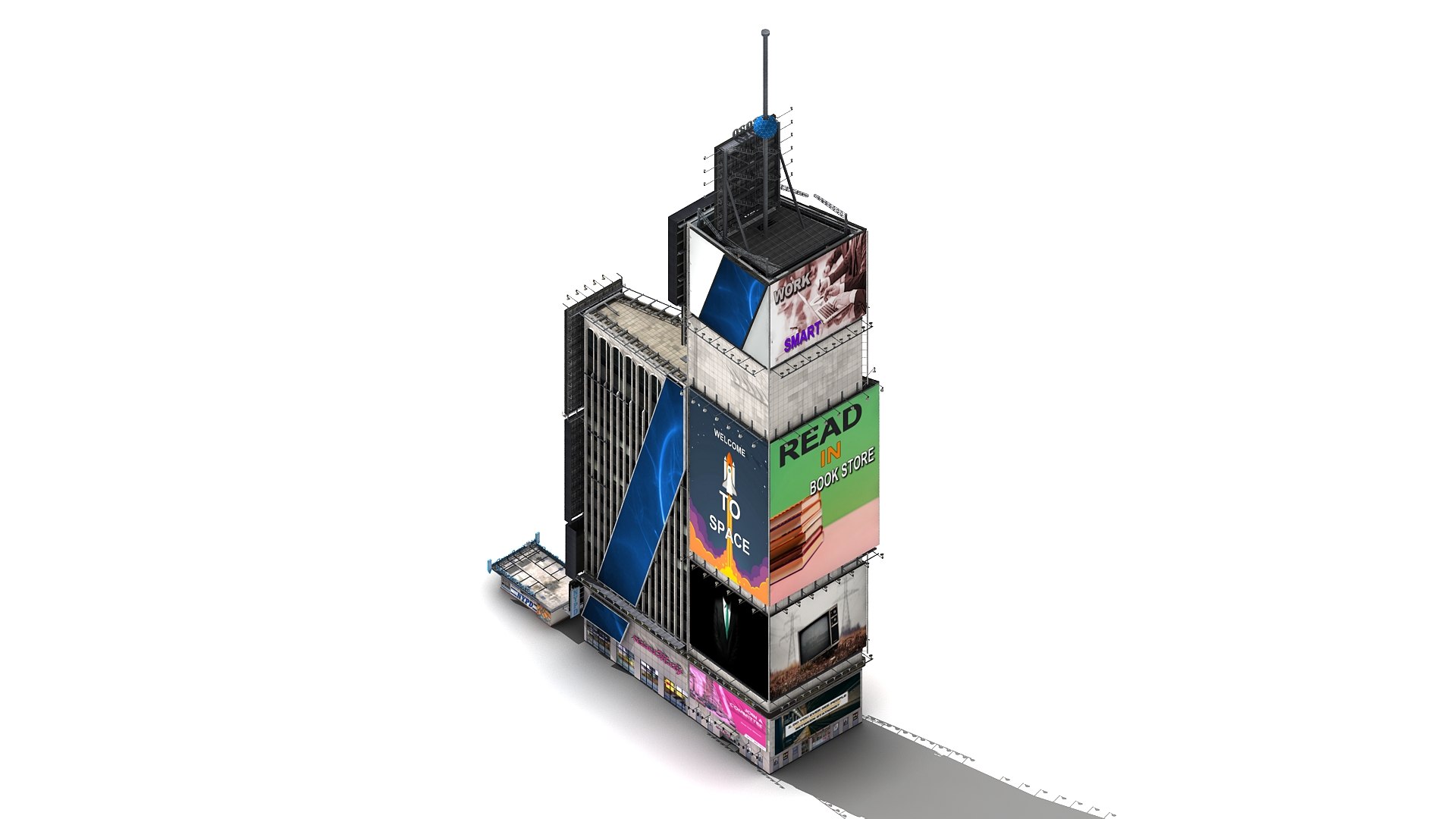 One Times Square Textured 3D Model - TurboSquid 2177605