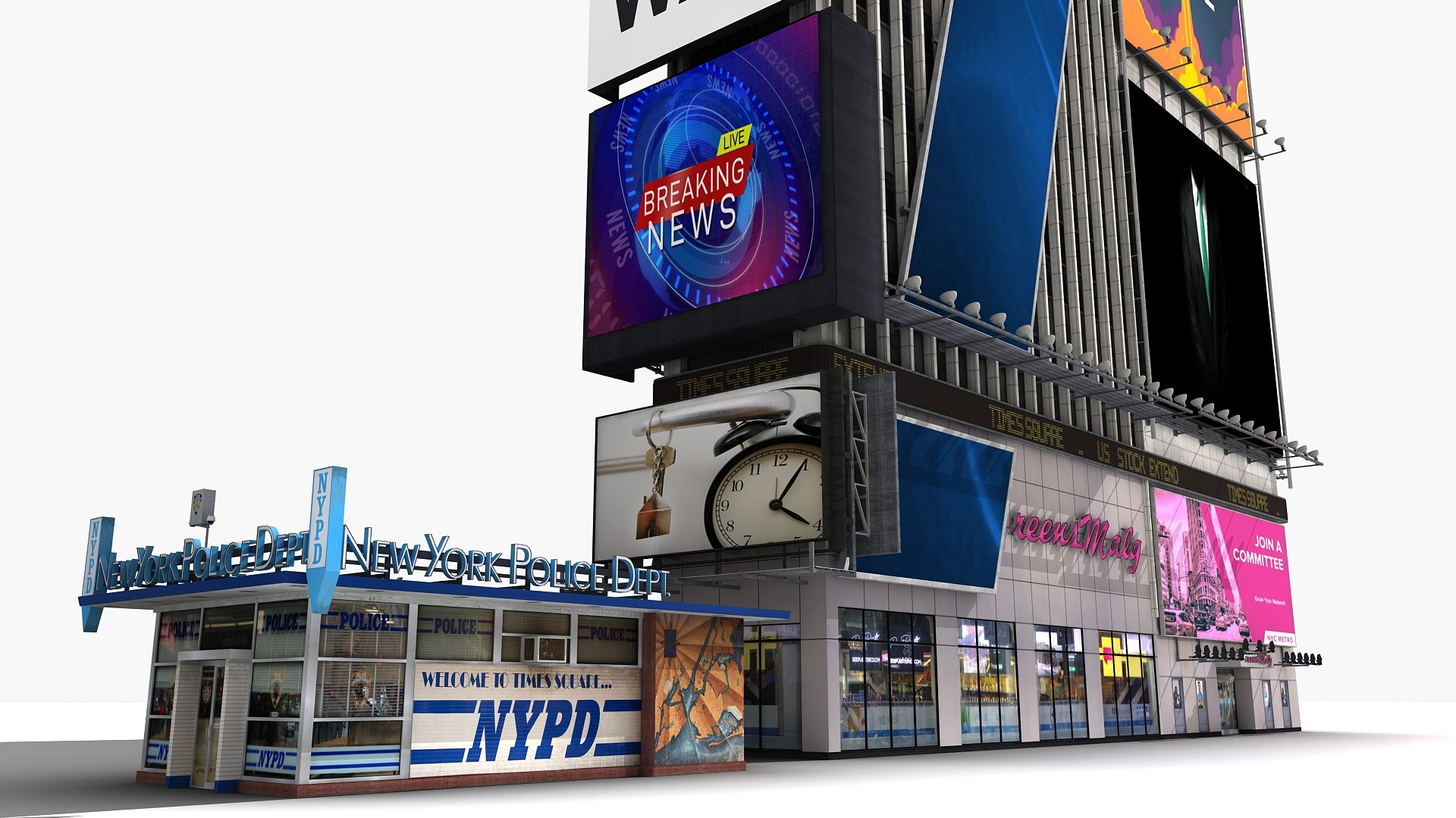 One Times Square Textured 3D Model - TurboSquid 2177605