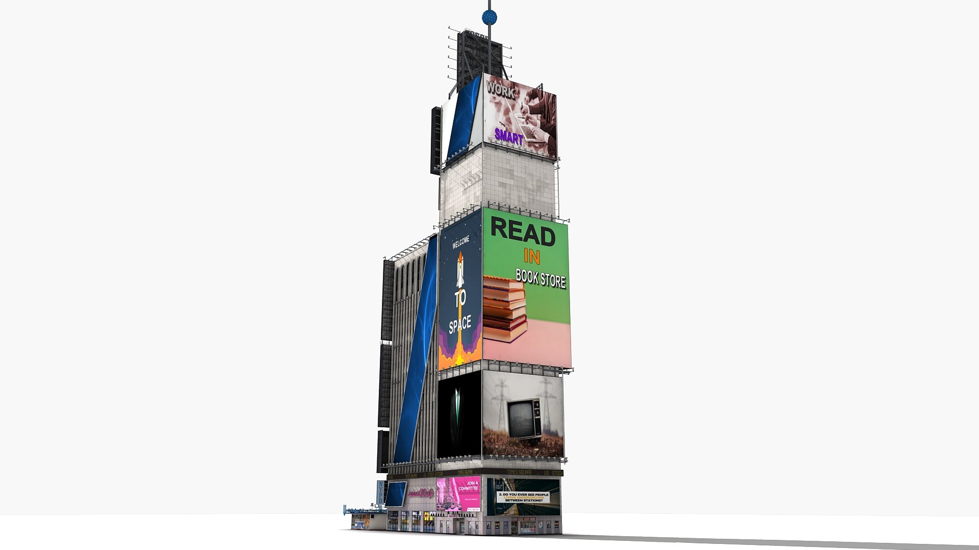 One Times Square Textured 3D Model - TurboSquid 2177605